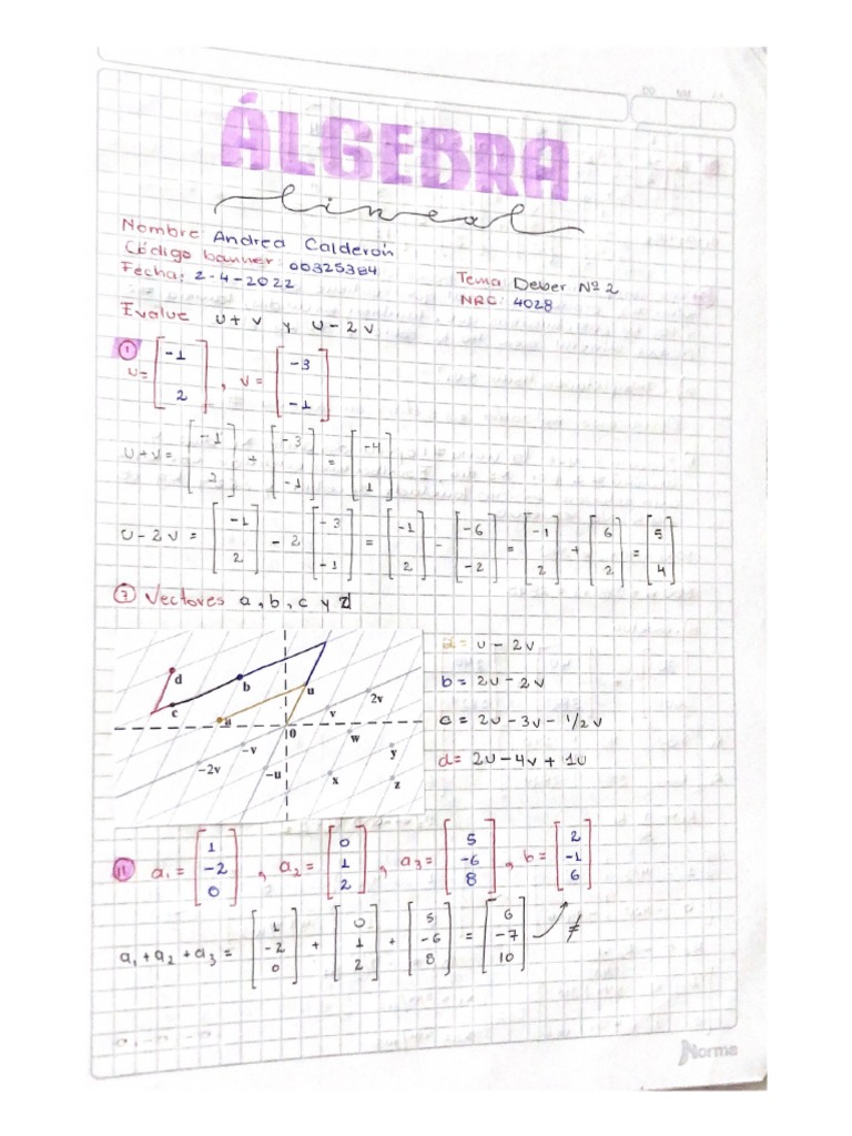 Deber 2 Álgebra Lineal | PDF