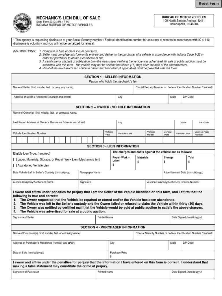 Mechanics Lean Bill of Sale | PDF | Auction | Perjury