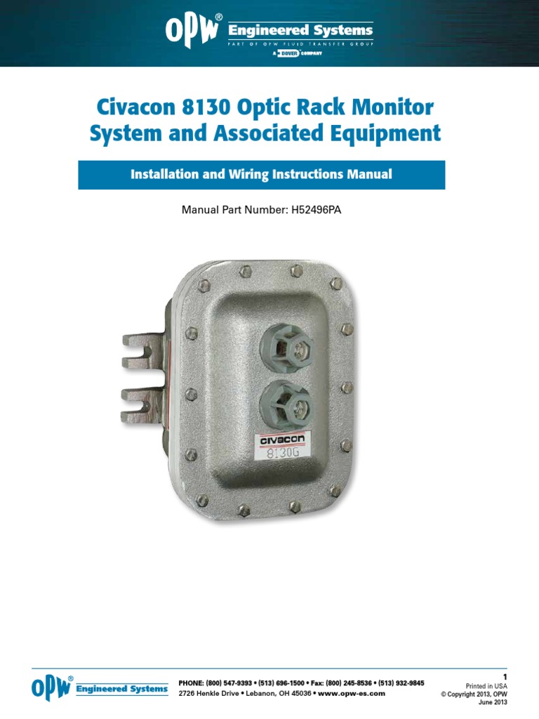 Civacon 8130 Optic Rack Monitor | Download Free PDF | Electrical ...