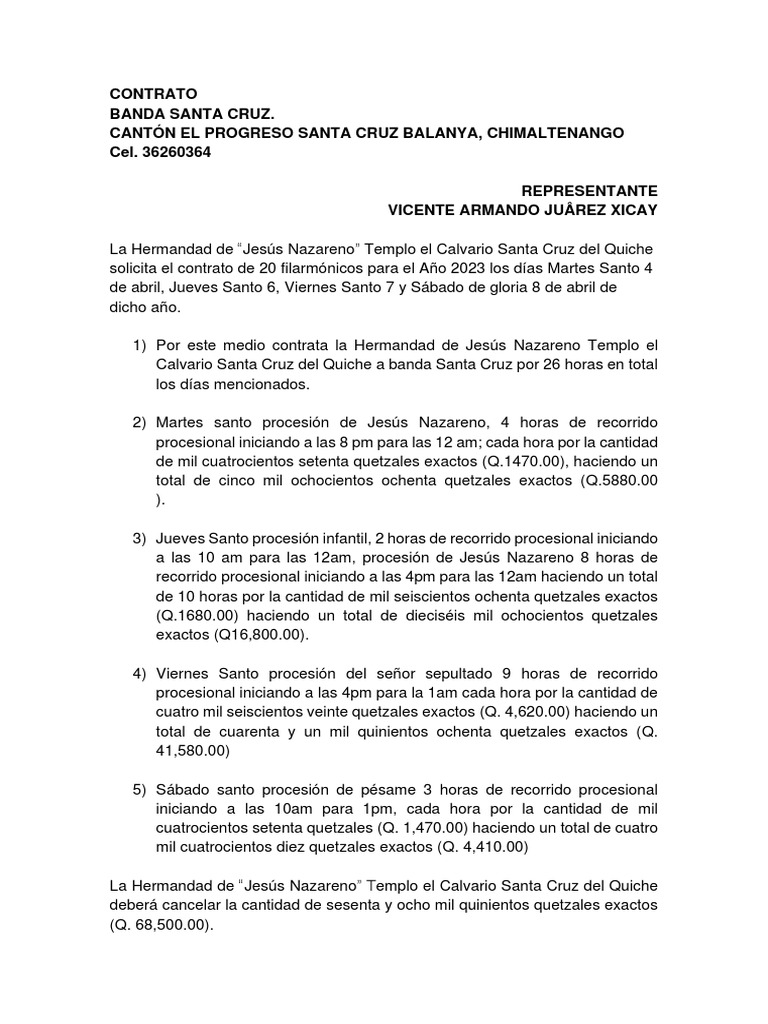 Contrato Banda Santa Cruz | PDF