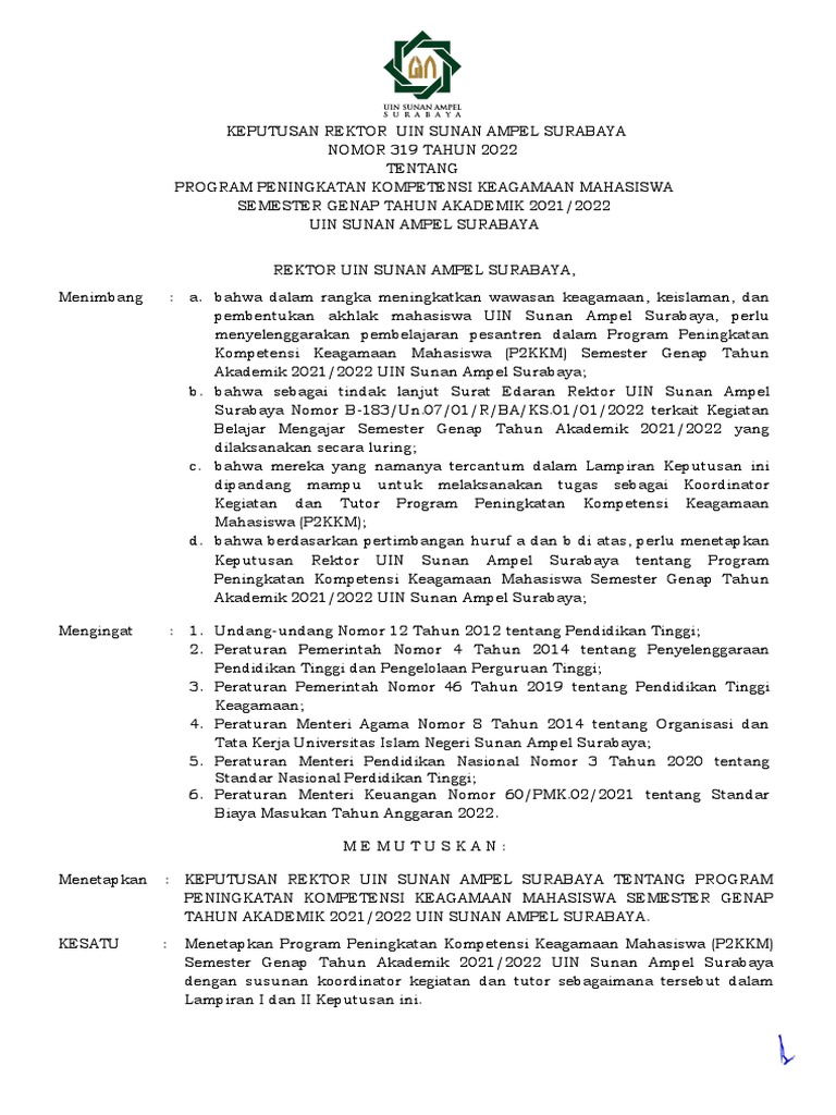 SK p2kkm Mahad Genap 2021-2022 | PDF