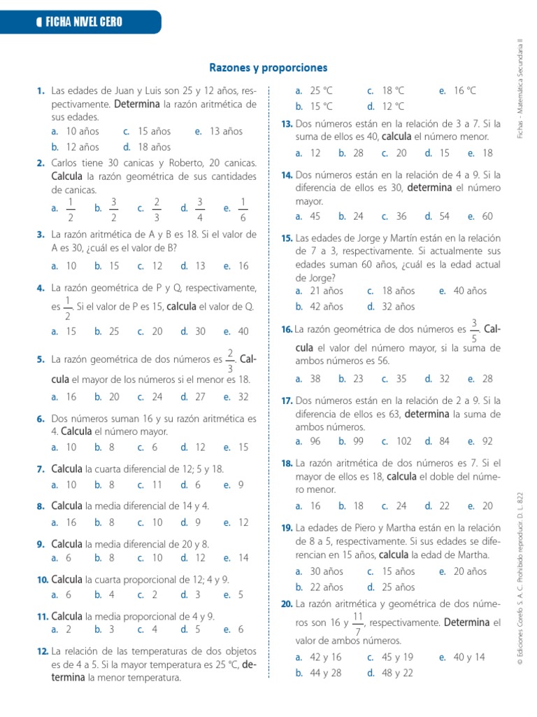 F0 - Razones y Proporciones 2° | PDF | Proporción | Aritmética
