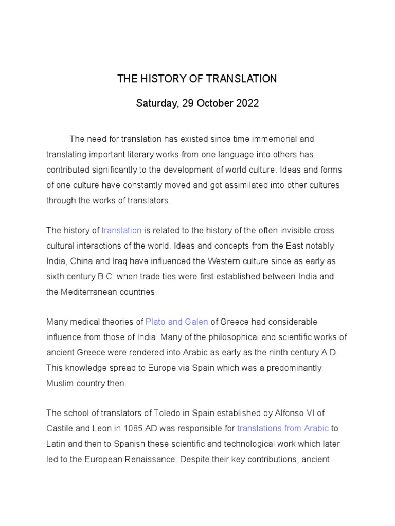 The History of Translation | PDF | Translations