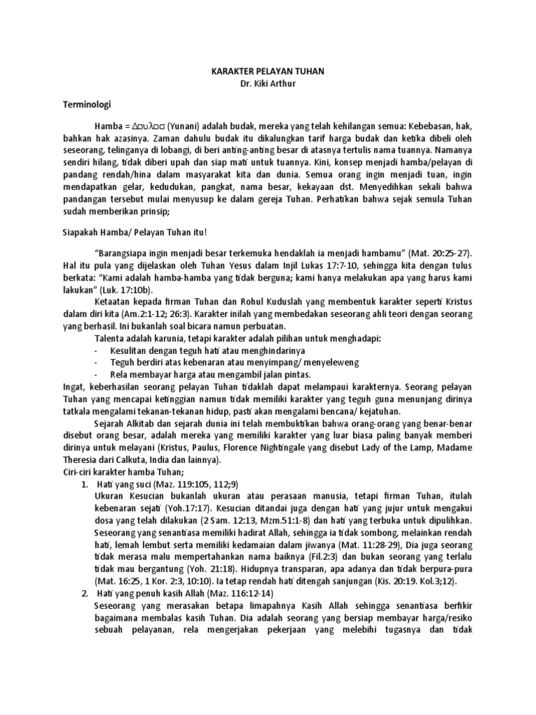 Karakter Pelayan Tuhan Pdf
