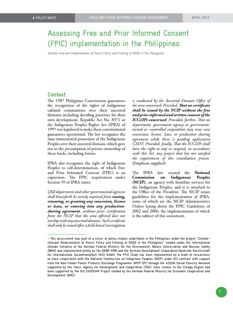 Giz2013 en Assessing Free and Prior Informed Consent Fpic Phillipinen | PDF | Justice | Crime ...