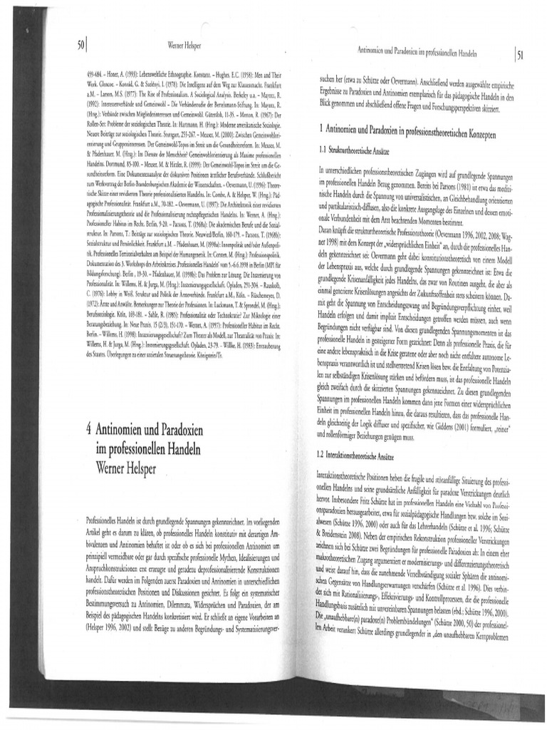 Werner Helsper Näheantinomie , Antinomien pädagogischen Handelns nach ...