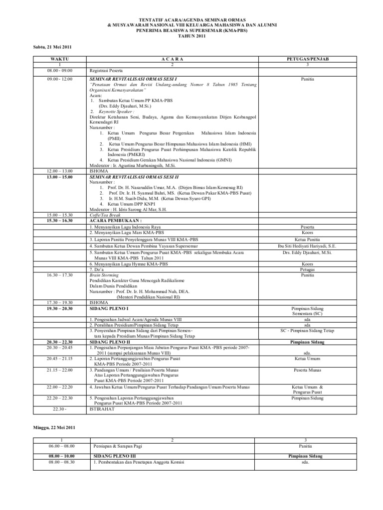 Tentatif Acara | PDF