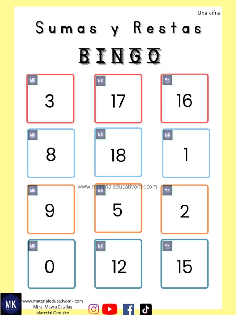 Loteria de Sumas y Restas Min | PDF