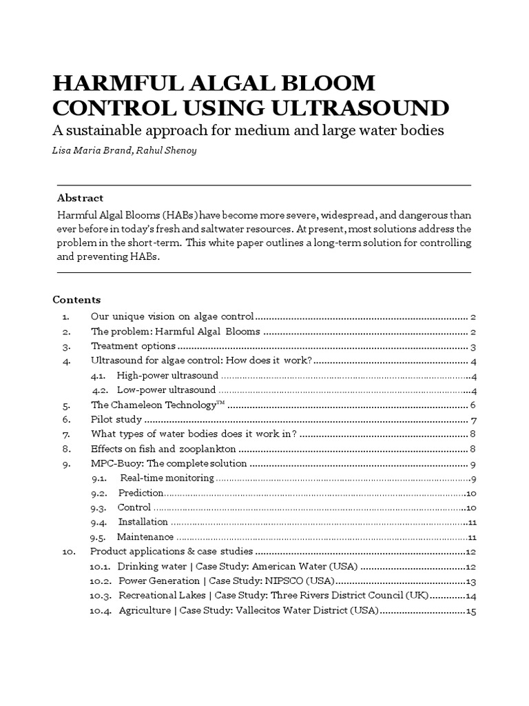 White Paper Ultrasonic Algae Control | PDF | Ultrasound | Applied And ...