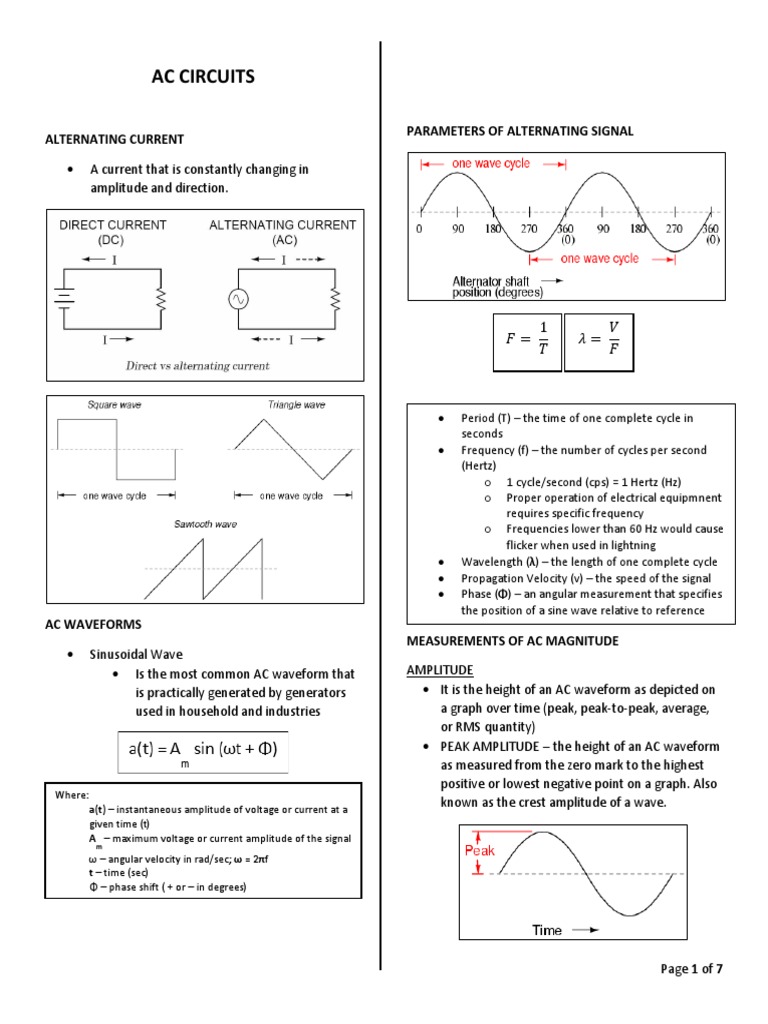 AC CIRCUITS PARAMETERS AND QUANTITIES | PDF | Electrical Impedance ...