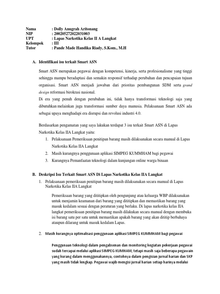 Tugas Latsar 3 Isu Smart Asn | PDF