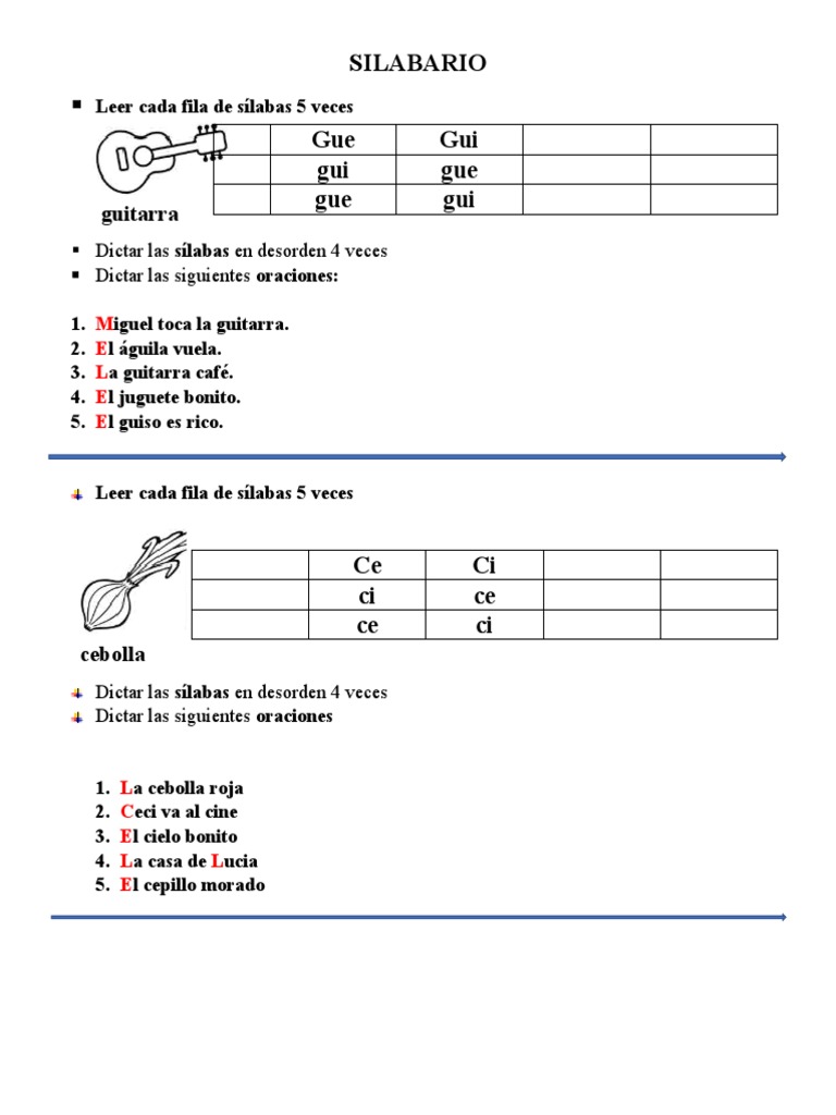 SILABARIO Gue, Gui, Ce, Ci, Ge, Gi, Güe, Güi | PDF | Artes del Lenguaje ...