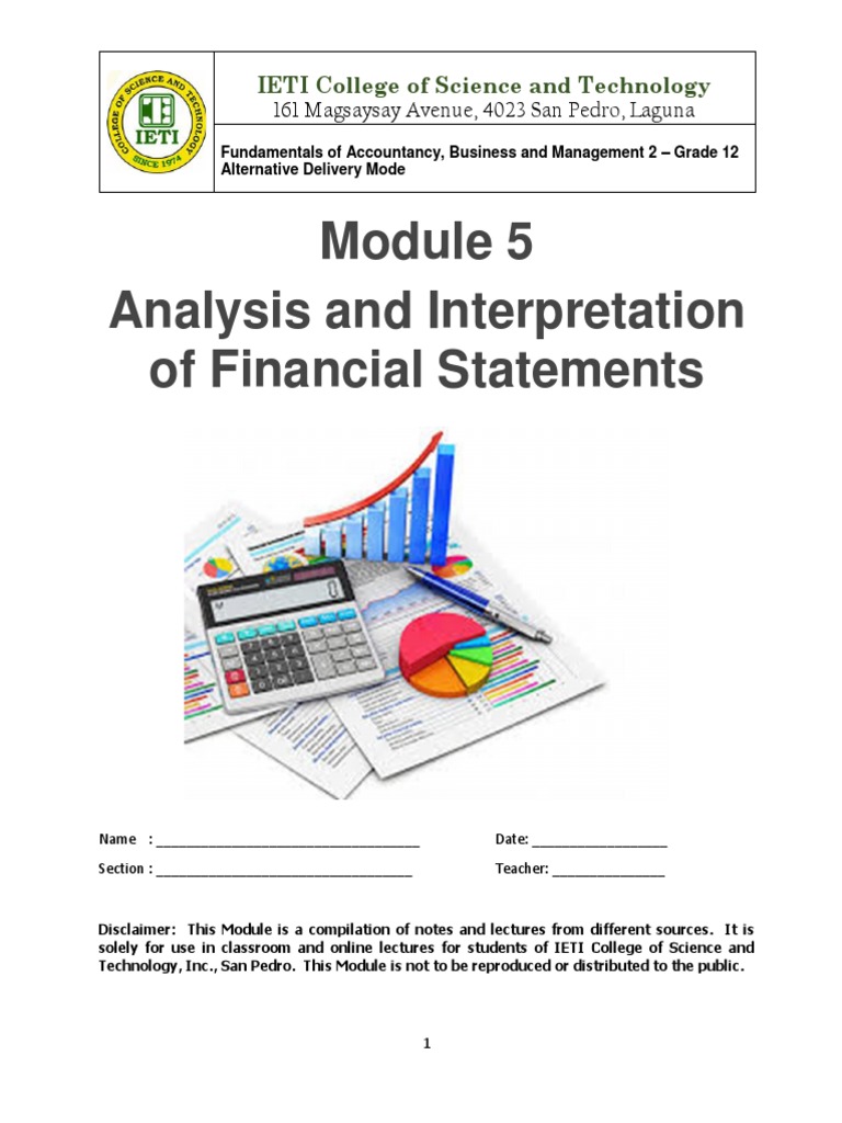 Financial Statement Analysis Module | PDF | Equity (Finance ...