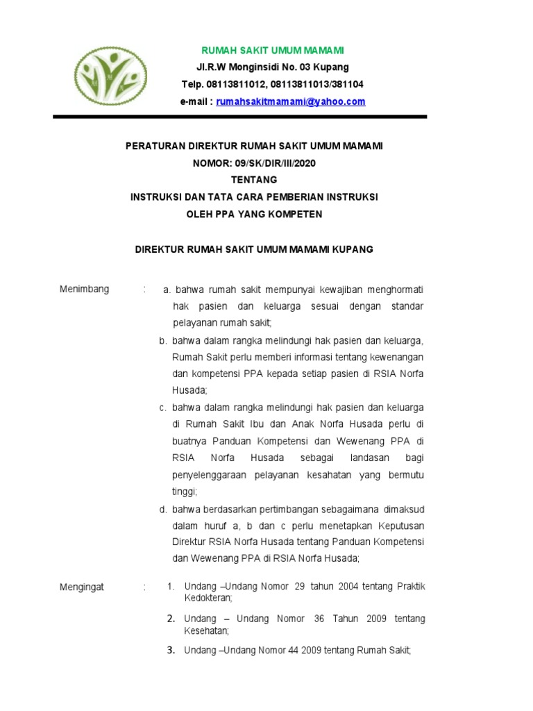 Regulasi Instruksi Dan Tata Cara Pemberian Instruksi | PDF