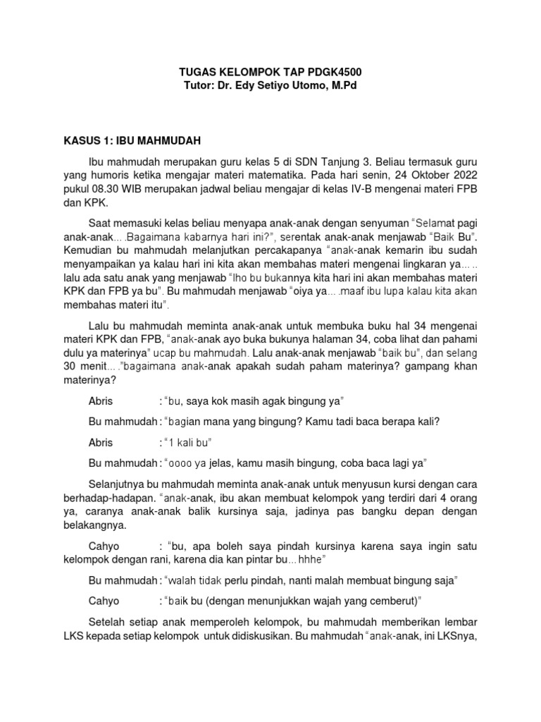 Tugas Kelompok Tap PDGK4500 | PDF