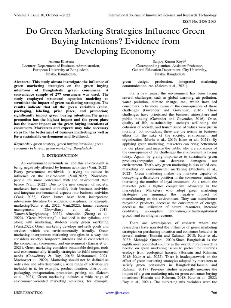 Do Green Marketing Strategies Influence Green Buying Intentions ...