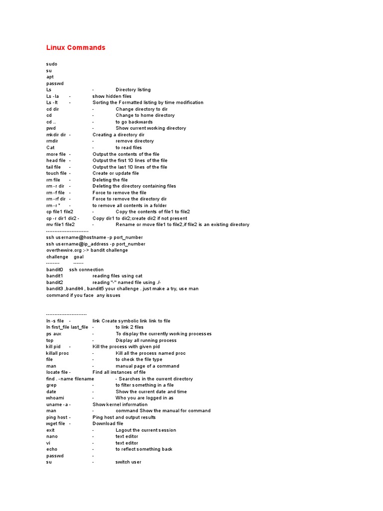 Linux Commands | PDF | Computer File | Software Development
