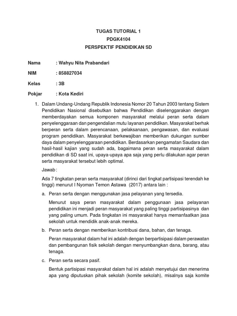 TUGAS TUTORIAL 1 Perspektif | PDF | Karier & Perkembangan | Kesehatan Holistik