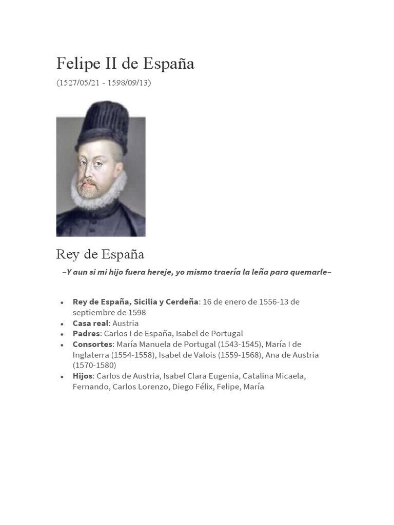 Felipe II de España Biografia | PDF