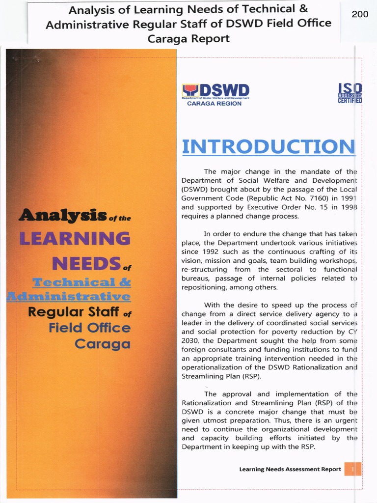 Sample Learning Needs Analysis | PDF | Needs Assessment | Human ...