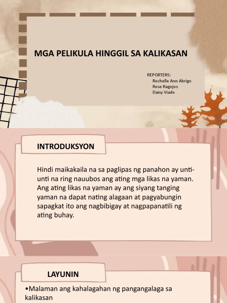 Pelikula Hinggil Sa Kalikasan 1 | PDF