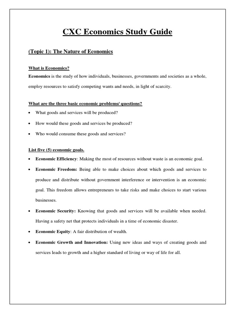 Toaz - Info CXC Economics Study Guide PR | PDF | Elasticity (Economics ...