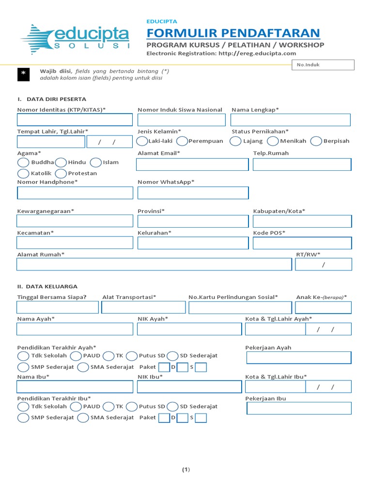 Formulir Pendaftaran Educipta - NPSN | PDF