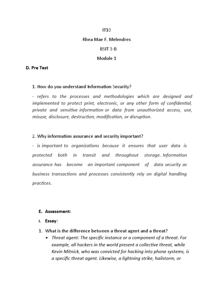 IT10 Module1 Melendres | PDF | Information Security | Computer Virus