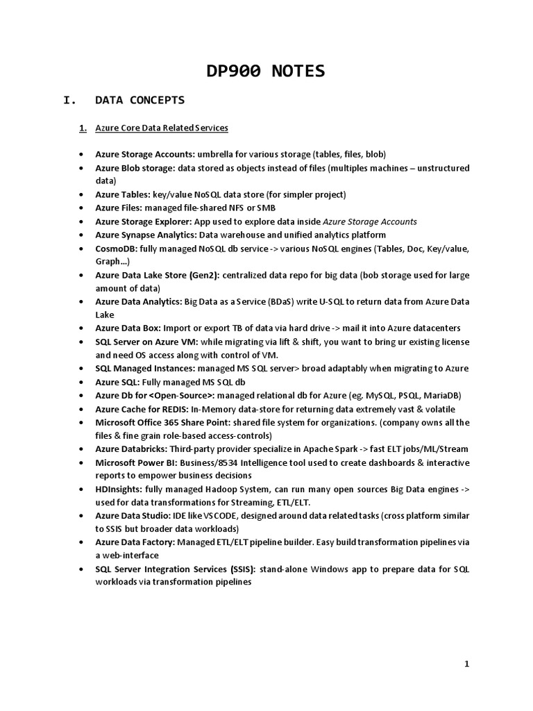 An Overview of Azure Data Concepts, Services, and Tools | PDF | Databases | Data Type