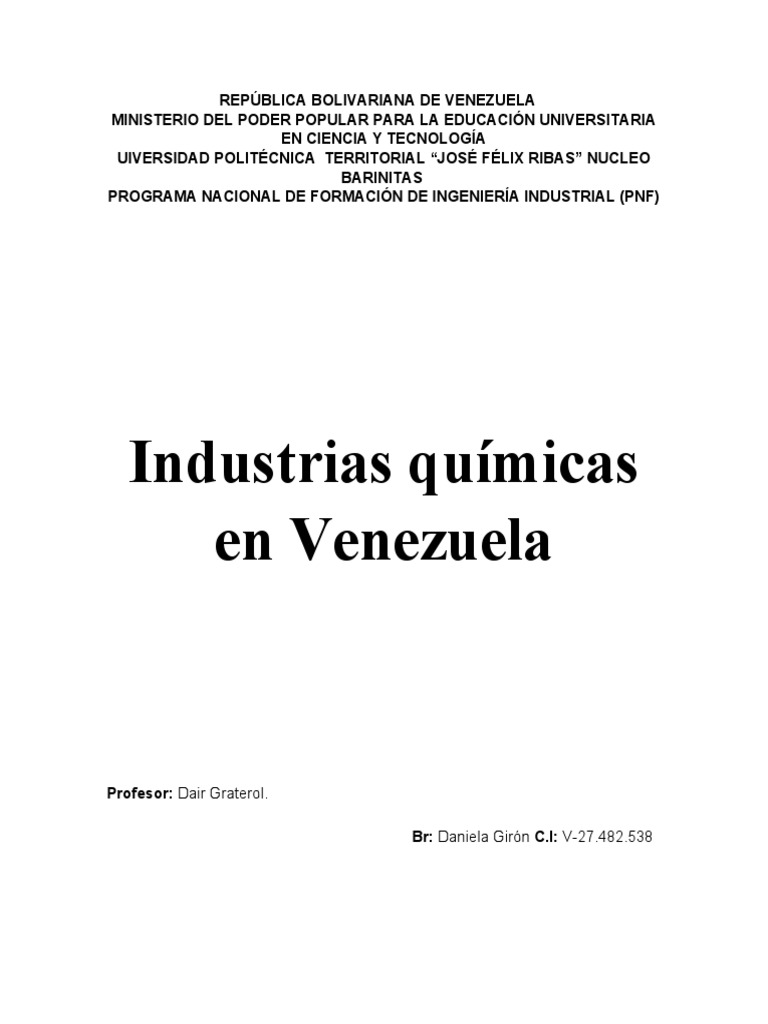 Industrias Quimicas Venezolanas | PDF | Fertilizante | Acero