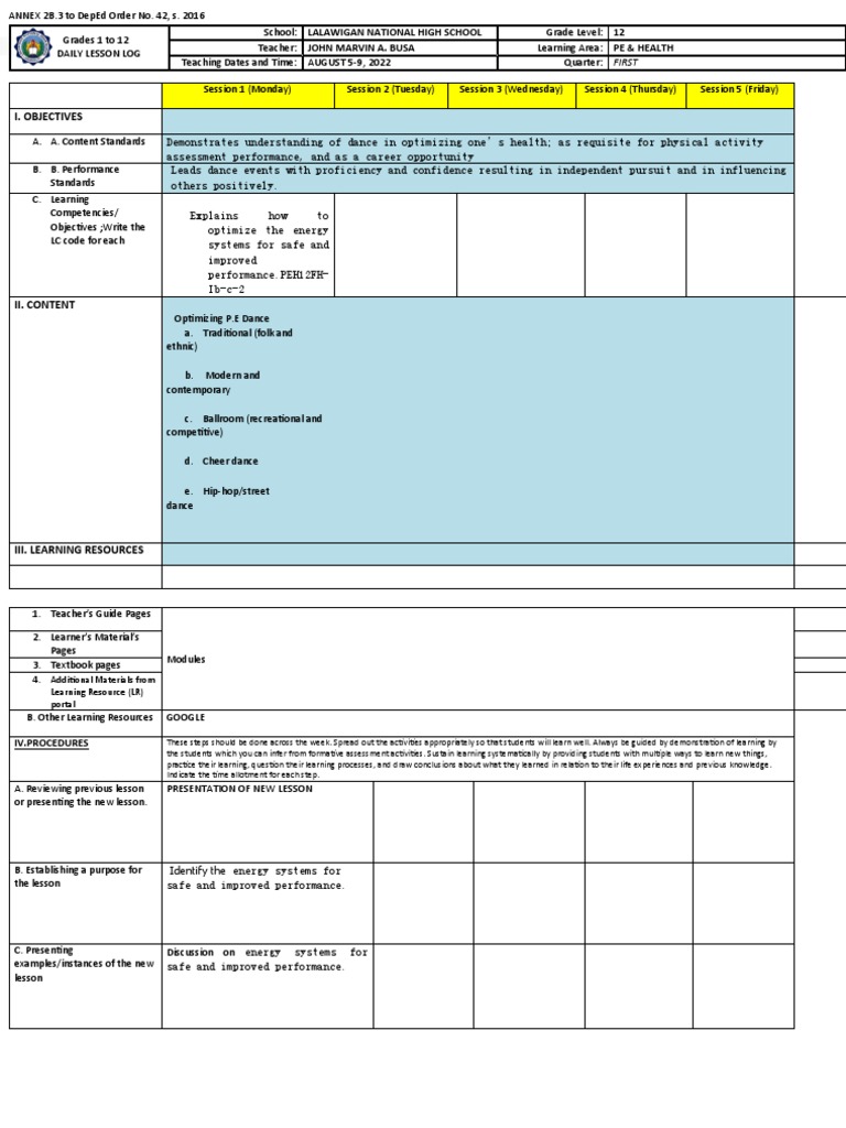 SHS DLL 3 | PDF | Educational Assessment | Learning