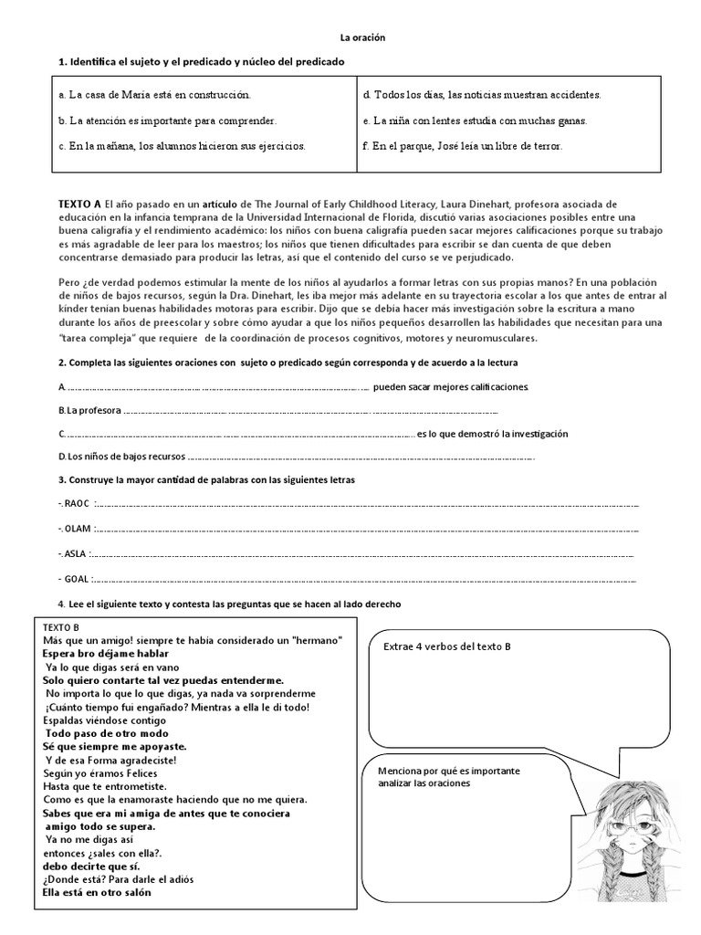 Practica 4 Partes de La Oración | Download grátis PDF | Educación de la ...