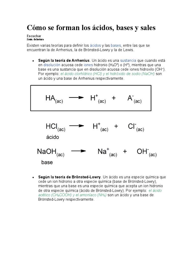 Cómo Se Forman Los Ácidos | PDF | Ácido | Sal (química)
