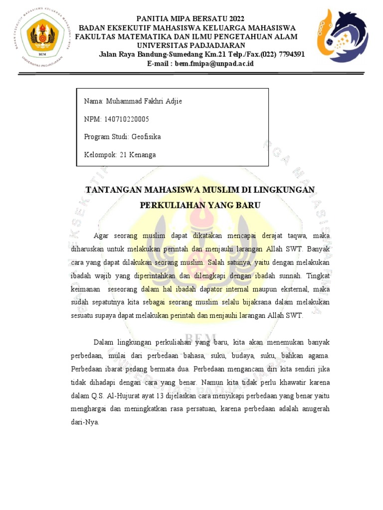 21 - Muhammad Fakhri Adjie - Resume Keagamaan | PDF