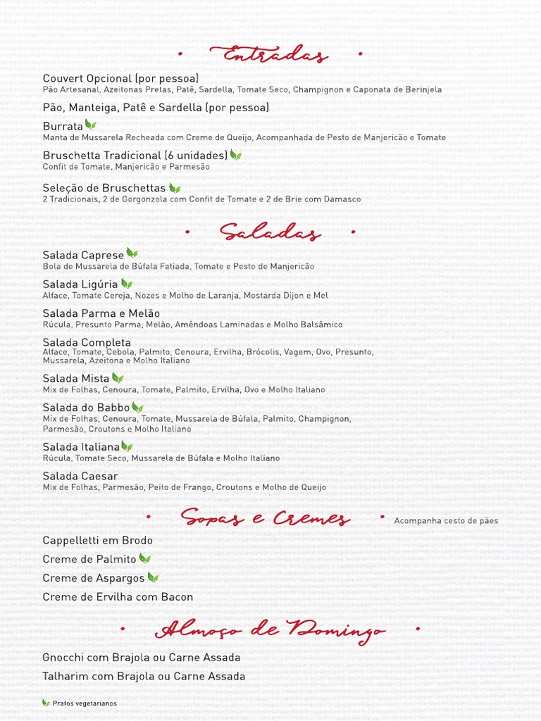 Cardapio Babbo Americo | PDF