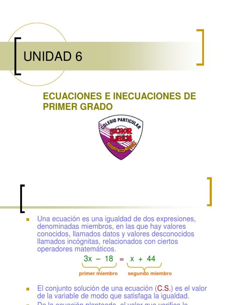 Teoria - Inecuaciones - de - Primer - Grado | PDF | Ecuaciones | Conceptos matemáticos
