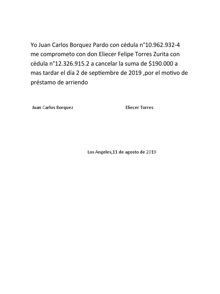 Yo Juan Carlos Borquez Pardo Con Cédula N | PDF