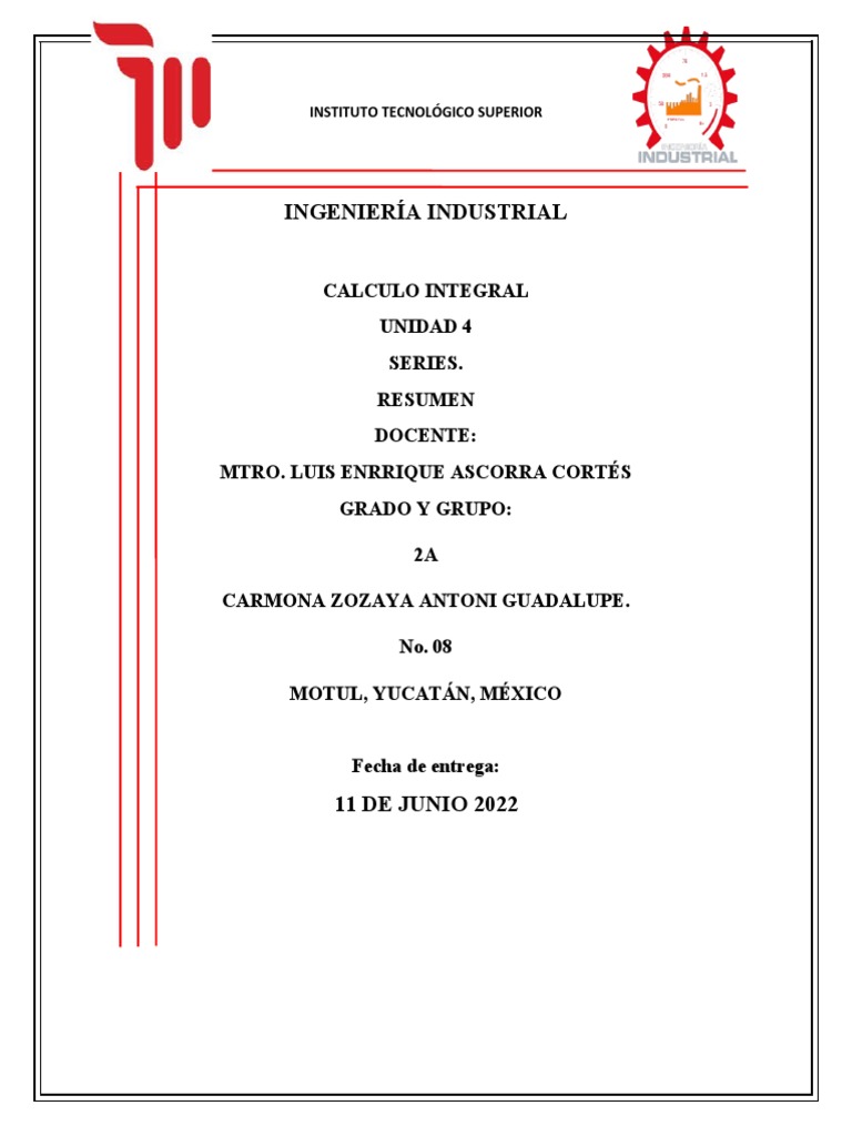 II2A - U4 - C.L. - EJERCICIOS - Carmona Zozaya Antonia | PDF | Integral | Intervalo (Matemáticas)