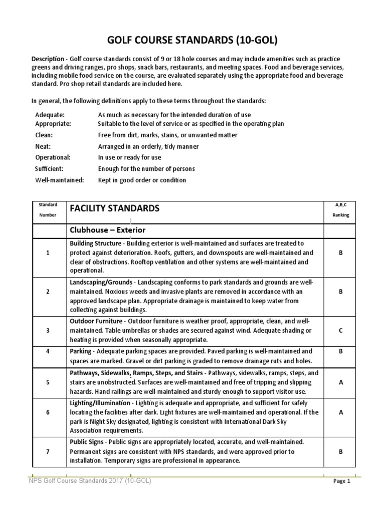 Golf Course Standards | PDF | Public Toilet | Golf Course