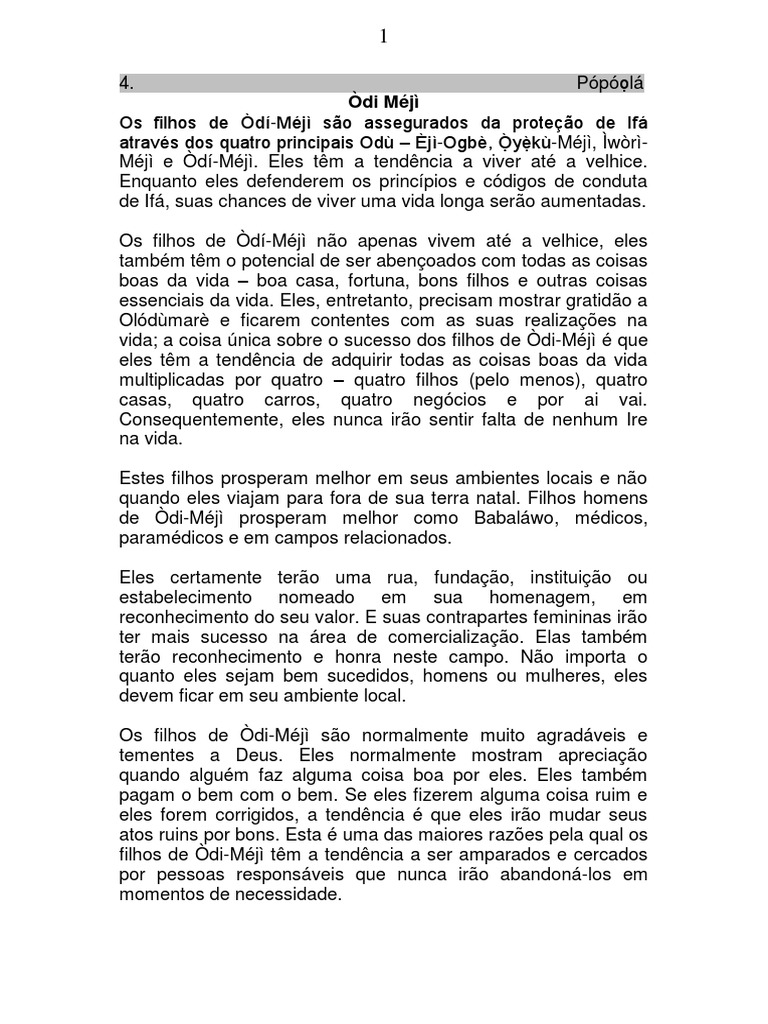 Popoola - 4. Òdi Ifá Diz - Completo. | PDF | Dinheiro | Amor