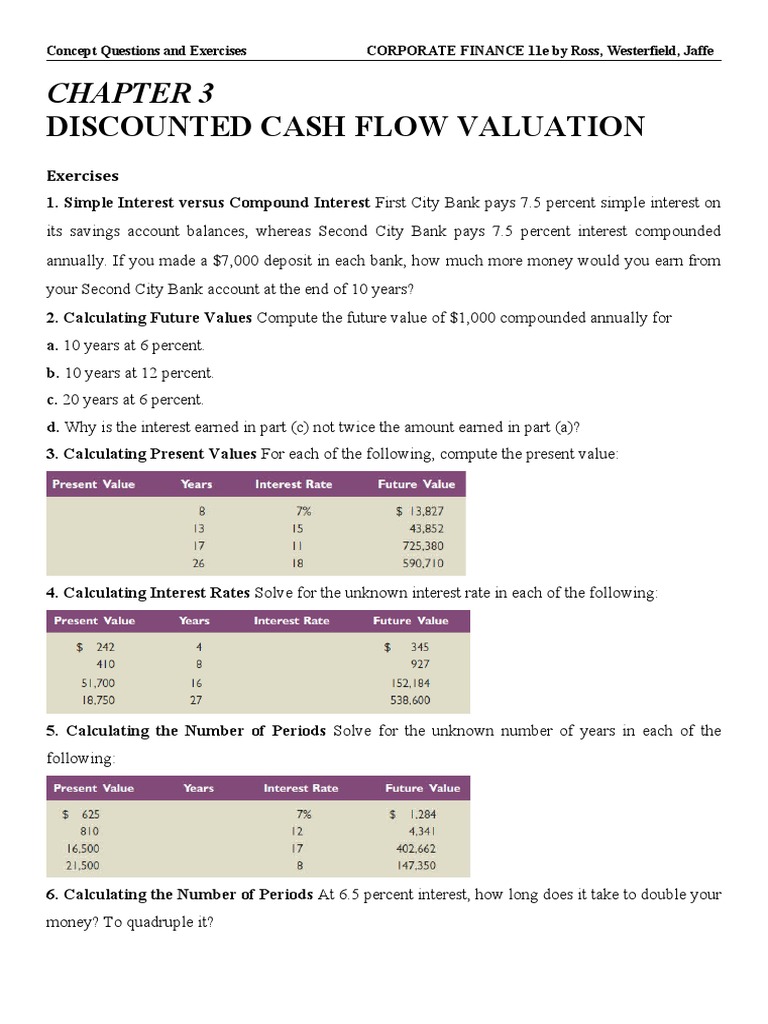 Corporate Finance DCF Exercises Guide | PDF | Present Value | Interest
