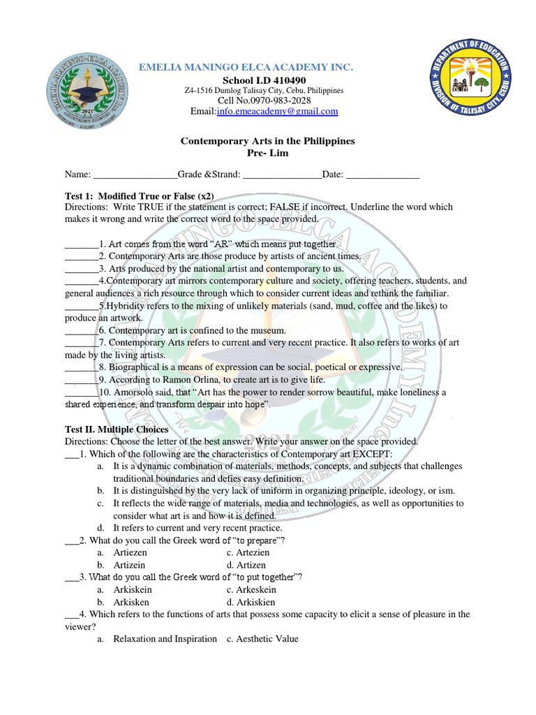 CPAR Pre Lim. | PDF | Language Arts & Discipline