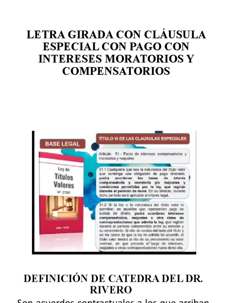 Letra Girada Con Cláusula Especial Con Pago Con Intereses Moratorios y ...