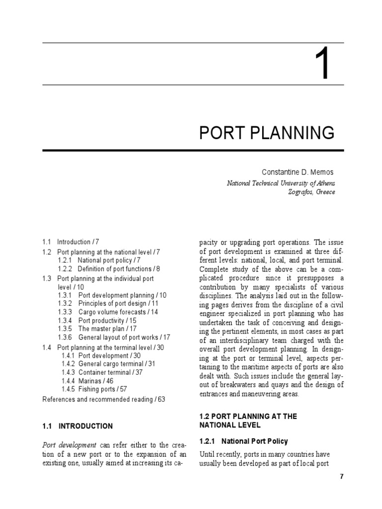 Port Planning Memos | PDF | Port | Cargo