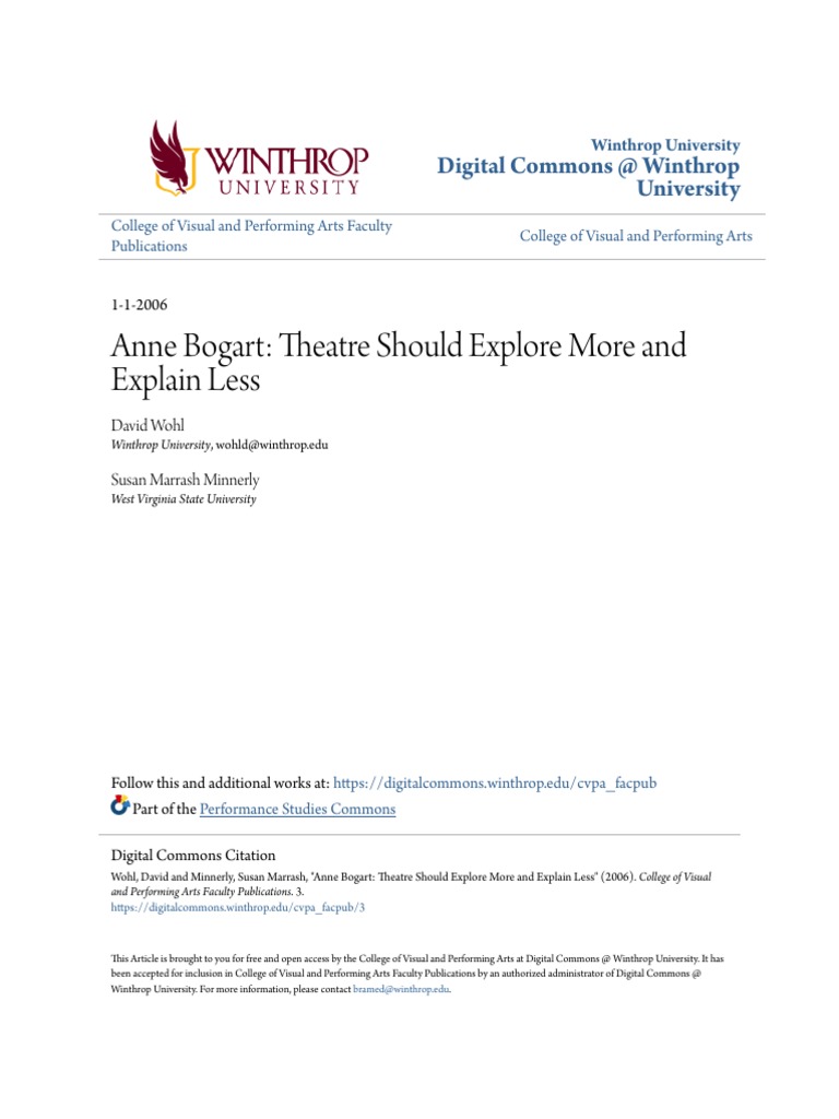 Anne Bogart - Theatre Should Explore More and Explain Less | PDF
