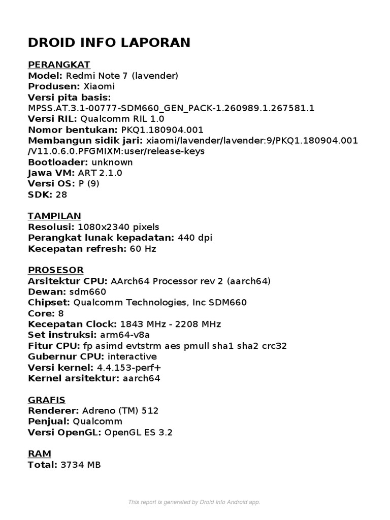 Redmi Note 7 Specs Report | PDF