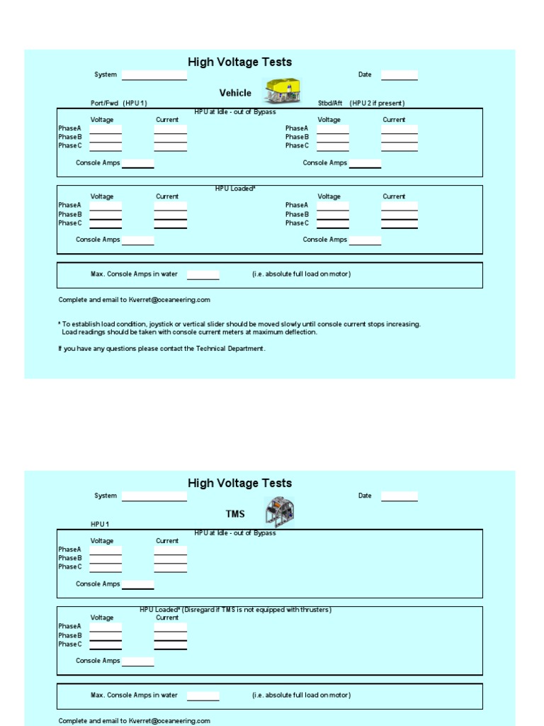 High Voltage Test Sheet | PDF