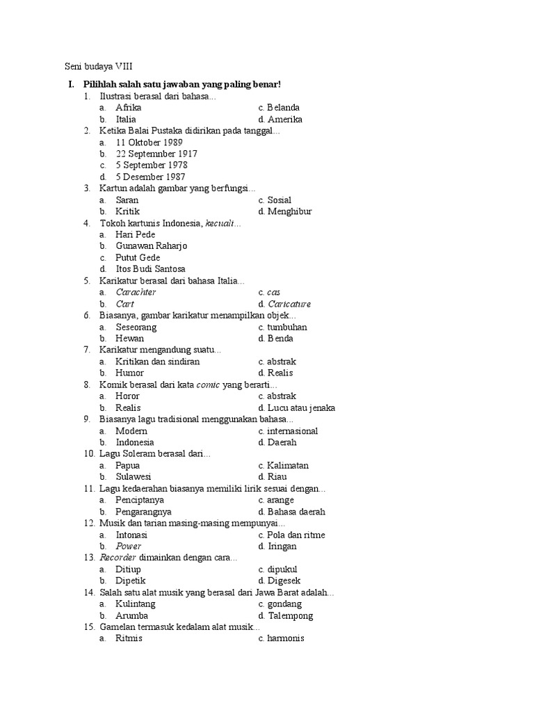 KESENIAN DAERAH DAN ALAT MUSIK TRADISIONAL | PDF