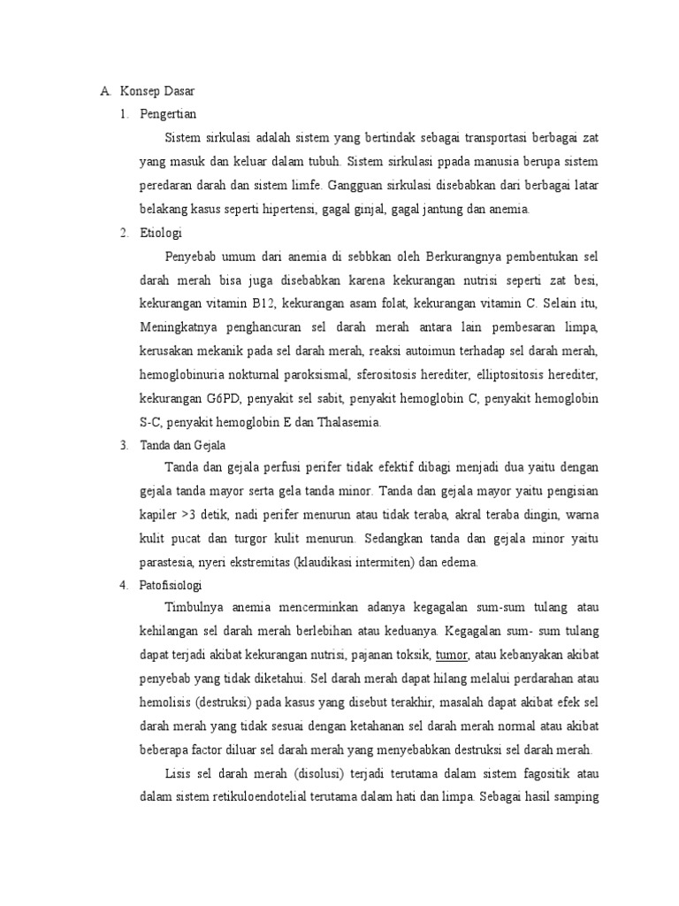 LP Kebutuhan Sirkulasi Pada Pasien Anemia | PDF