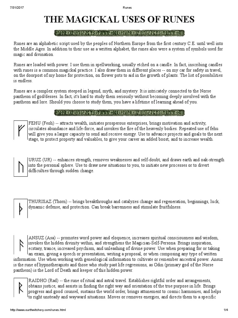 The Magickal Uses of Runes | PDF | Runes | Æsir